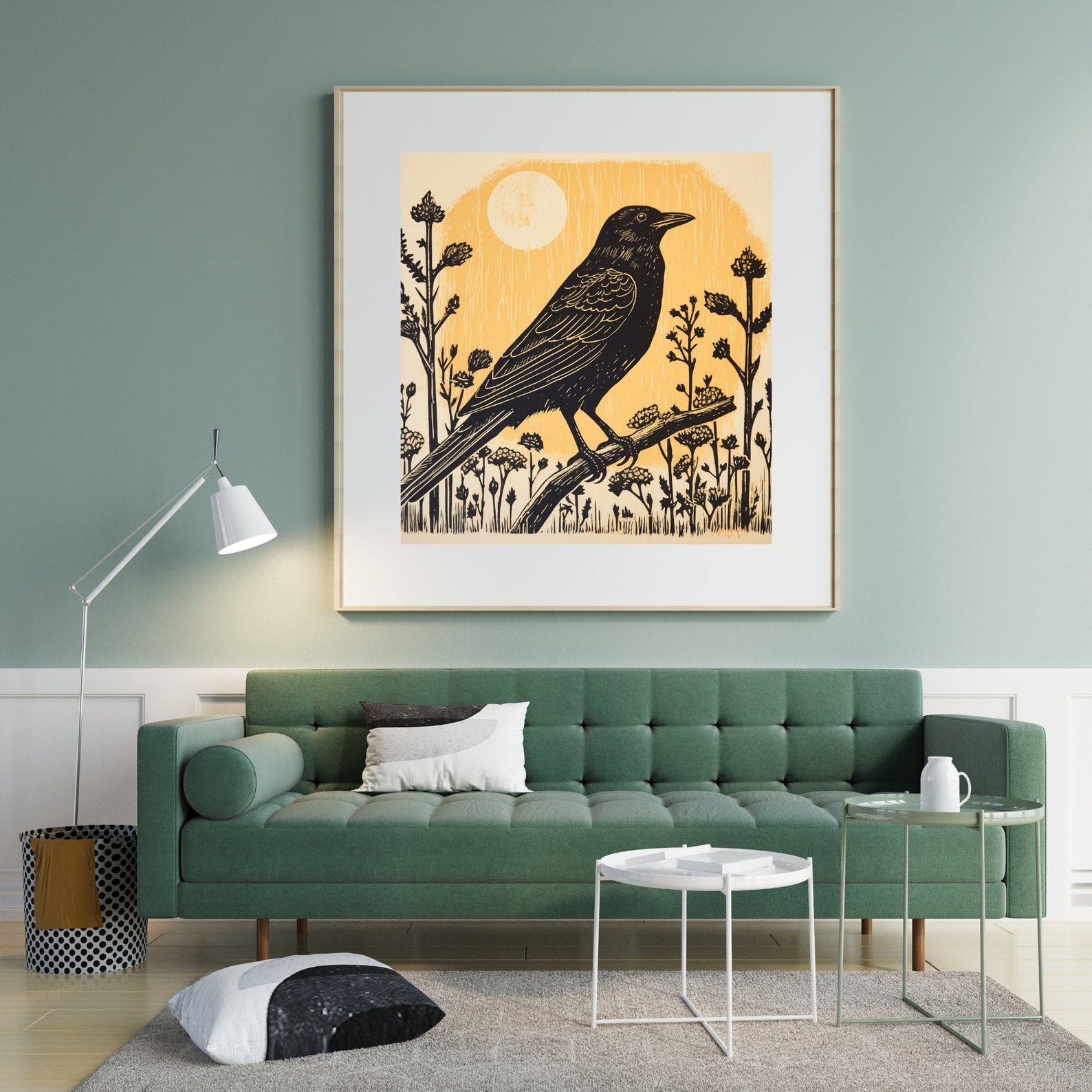 Crow Wall Art, Crow Art, Crow Illustration, Art for Office, Wall Art ...
