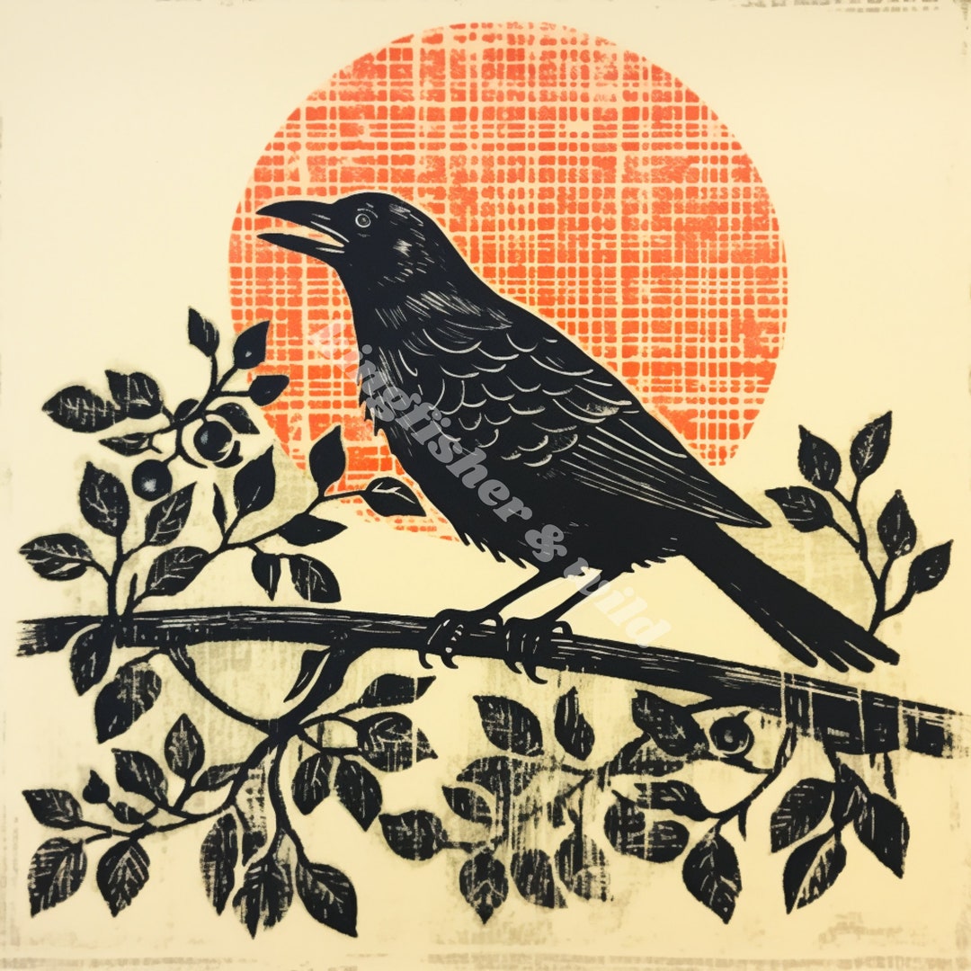 Crow Wall Art, Crow Art, Crow Illustration, Art for Office, Wall Art ...