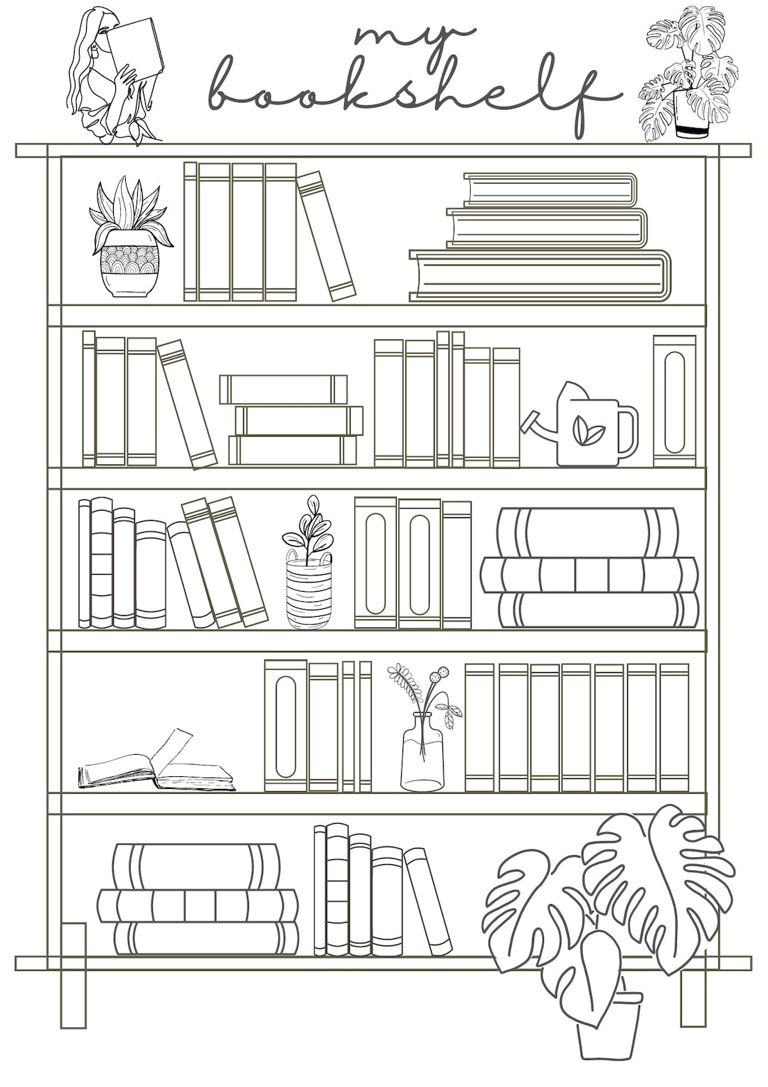Book Tracker Coloring Printable - Etsy