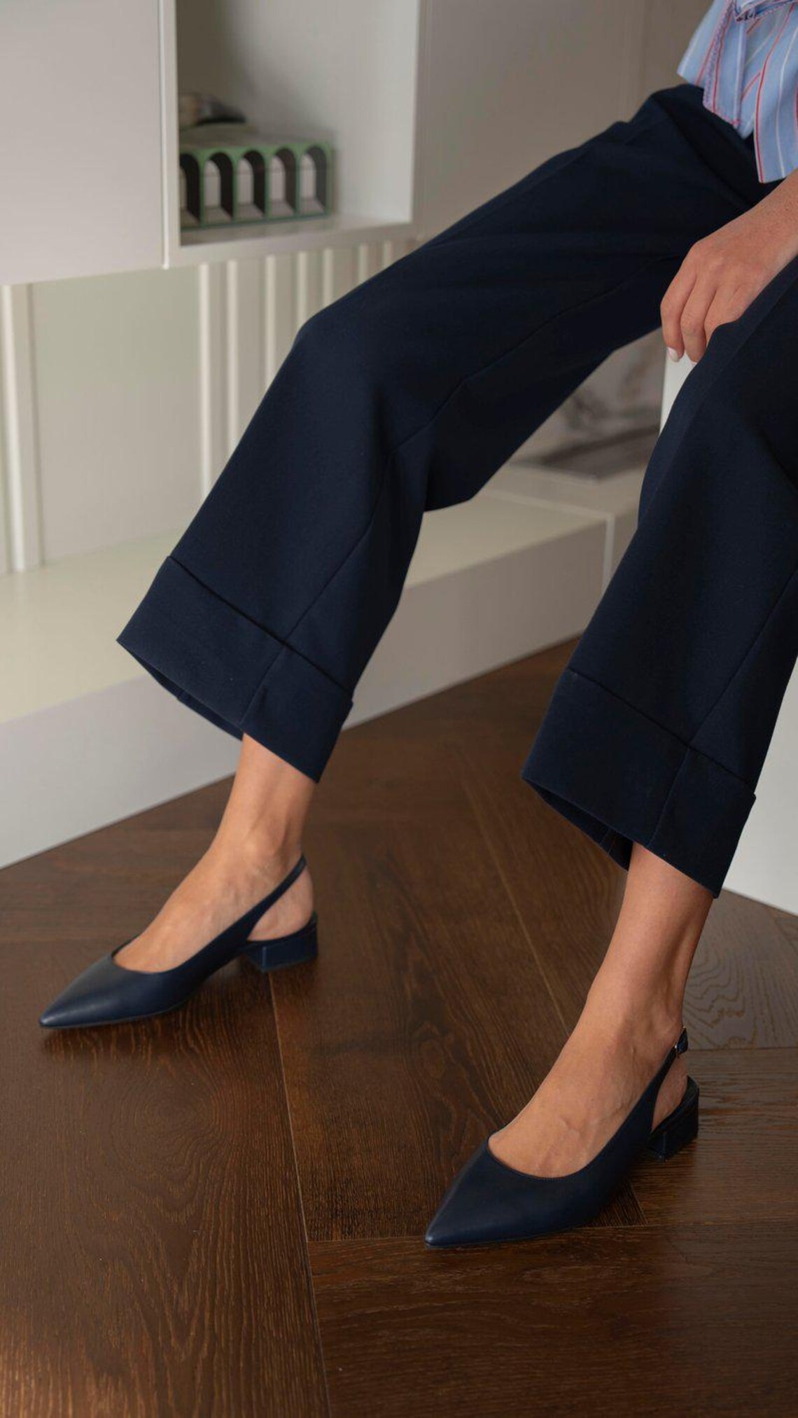 Navy Blue Genuine Leather Women Shoe, High Quality Leather Shoes ...