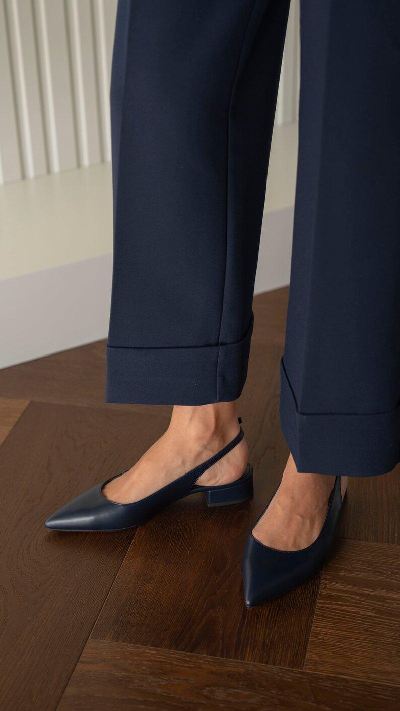Navy Blue Genuine Leather Women Shoe, High Quality Leather Shoes ...