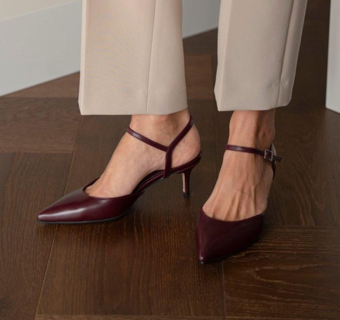 Burgundy Genuine Leather Women Shoe, High Quality Leather Shoes, High ...