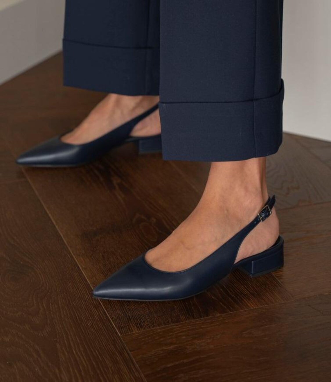 Navy Blue Genuine Leather Women Shoe, High Quality Leather Shoes ...