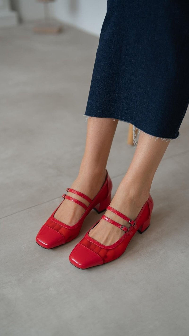 Red Luxury Patent Leather Women Shoe, High Quality Patent Leather Shoes ...