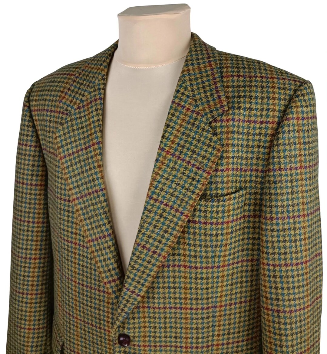 Vintage Daniel Hechter Hansen Mens Brown Houndstooth Elbow Pads Wool ...