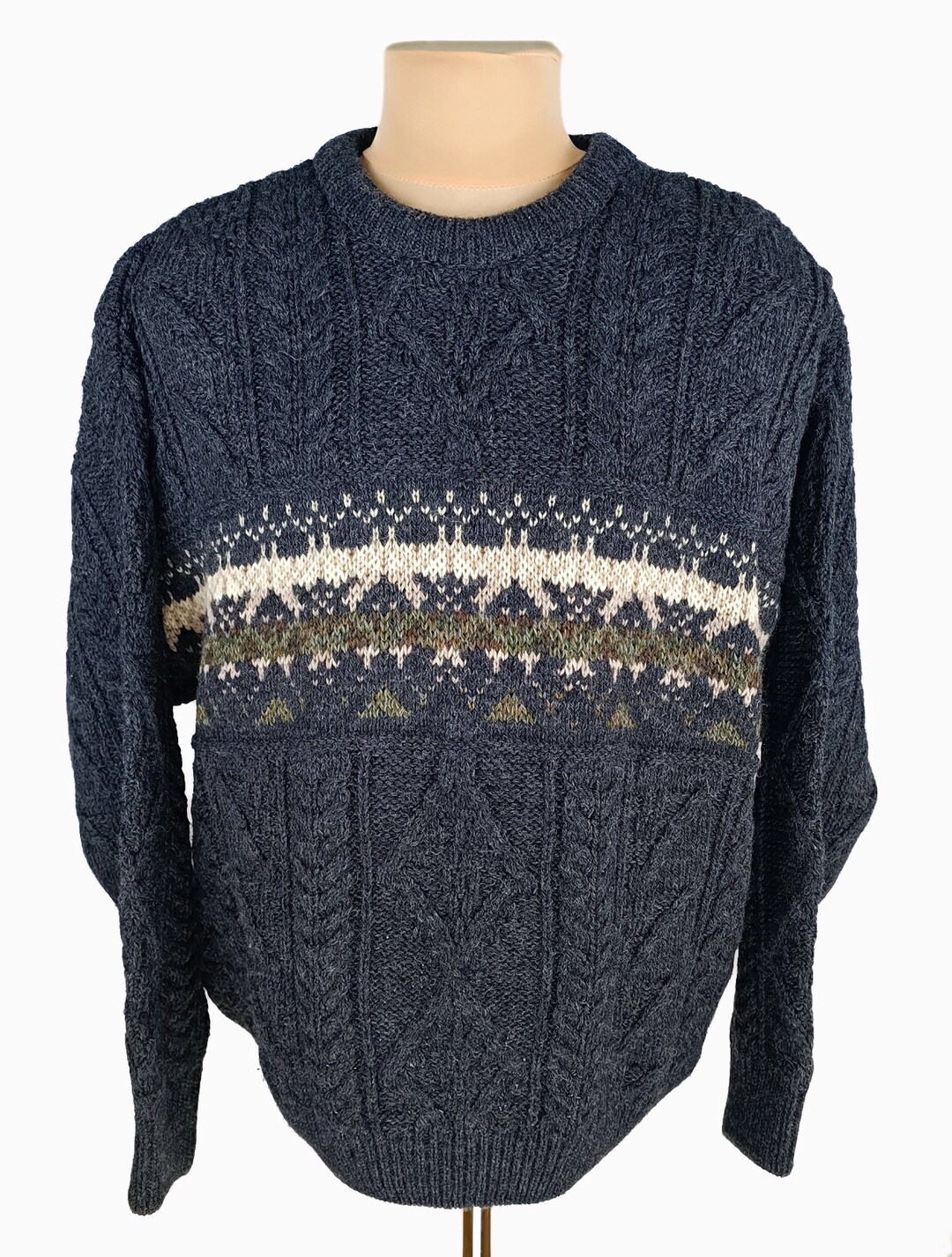 Aran Crafts Ireland Mens Gray 100% Wool Knit Pullover Sweater Size L - Etsy