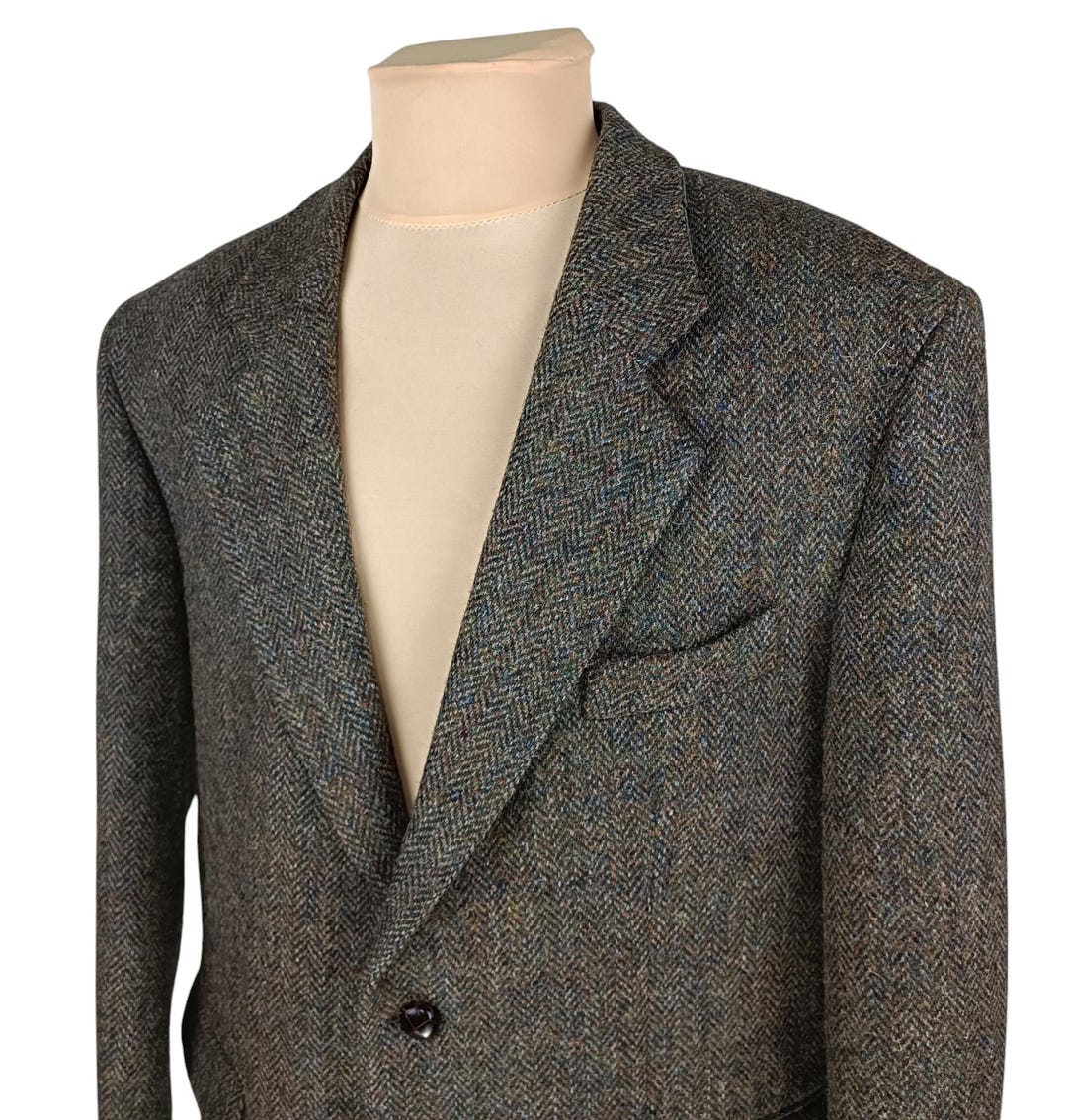 Harris Tweed Hector Russell Gray Men Wool Herringbone Tweed Blazer ...