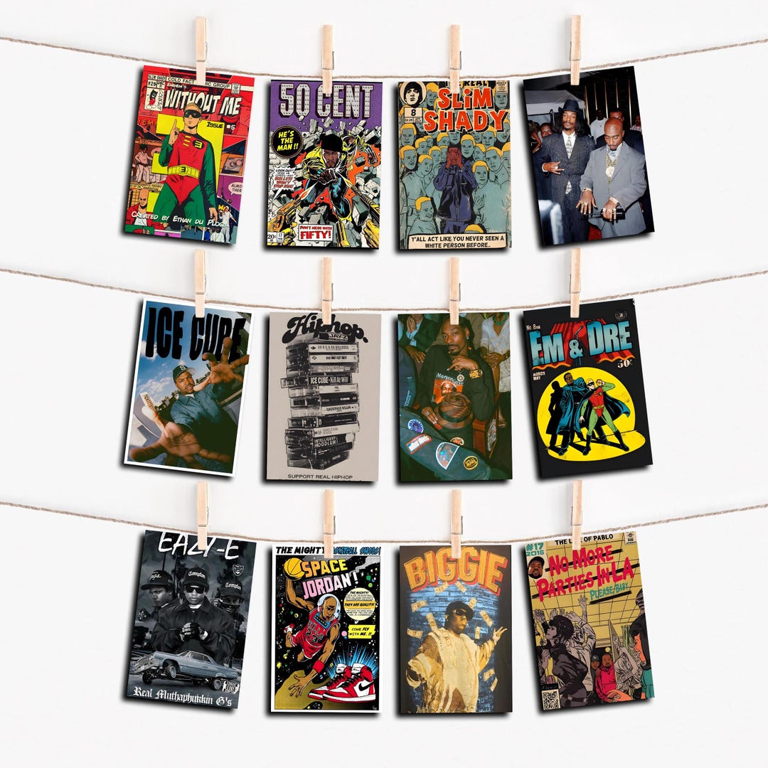 Hip-hop Poster Set 50 Pcs 4x6 Prints Bold Wall Art Featuring Iconic ...