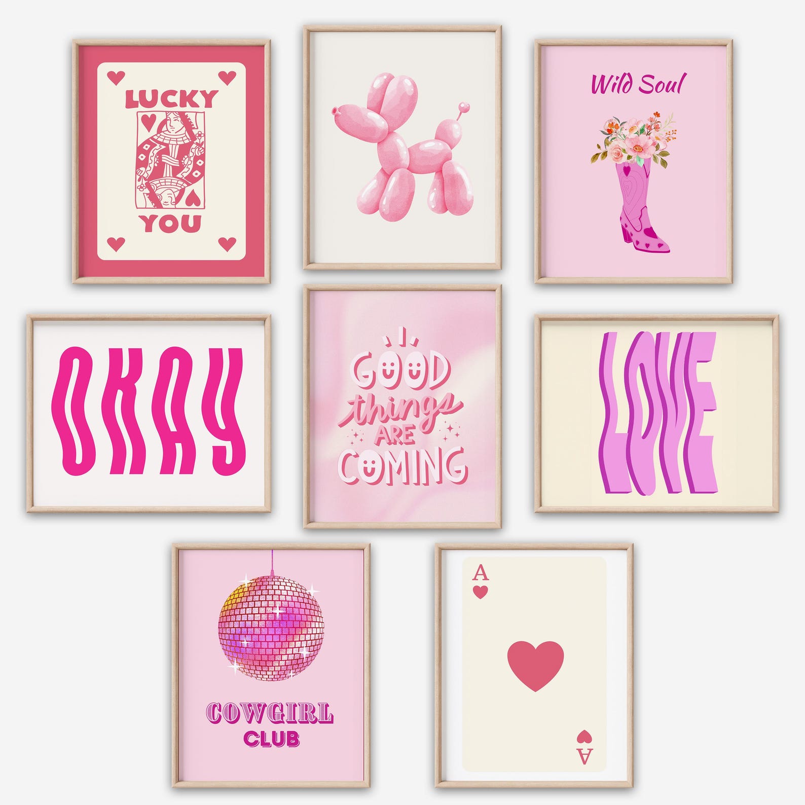 8 Pink Aesthetic Posters 8x10 Wall Art Set Soft & Vibrant Pink Tones ...