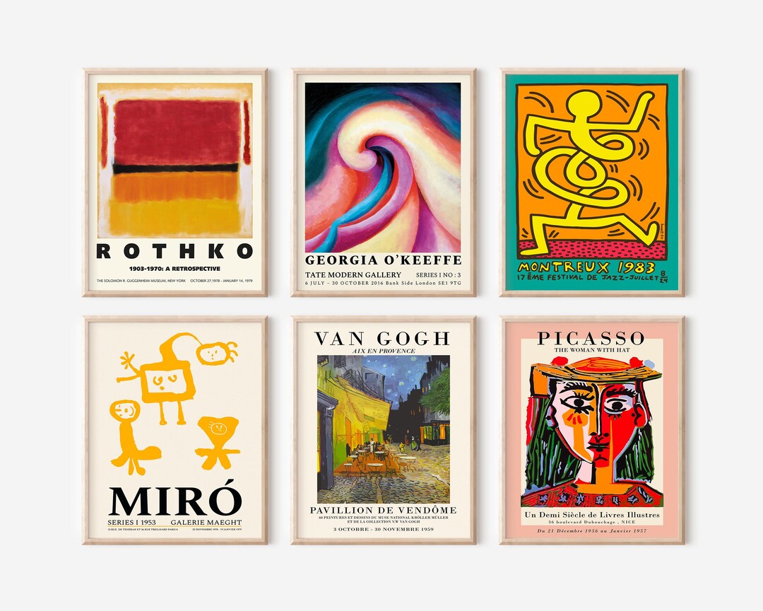 6 Iconic Art Posters 8x10 Wall Art Set Featuring Van Gogh, Picasso ...