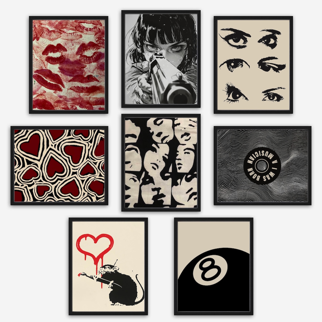 8 Downtown City Posters 8x10 Urban Wall Art Set Modern Cityscapes ...