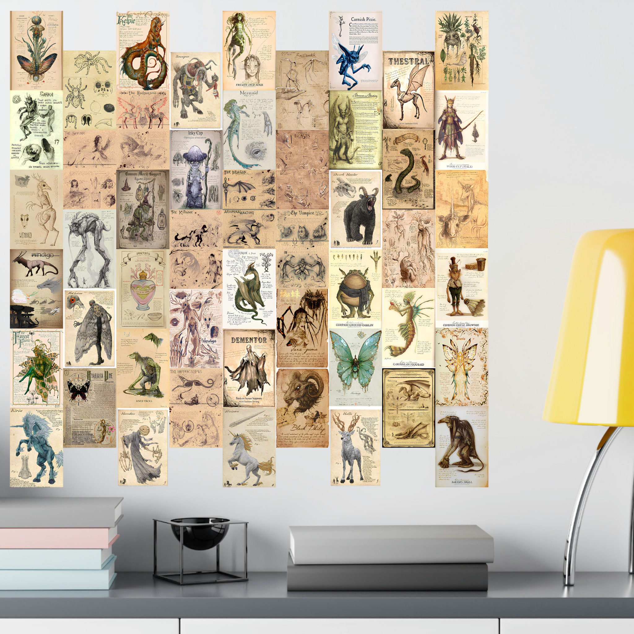 PRINTED 50 PCS Mythological Creatures Wall Mythological Creatures Wall ...