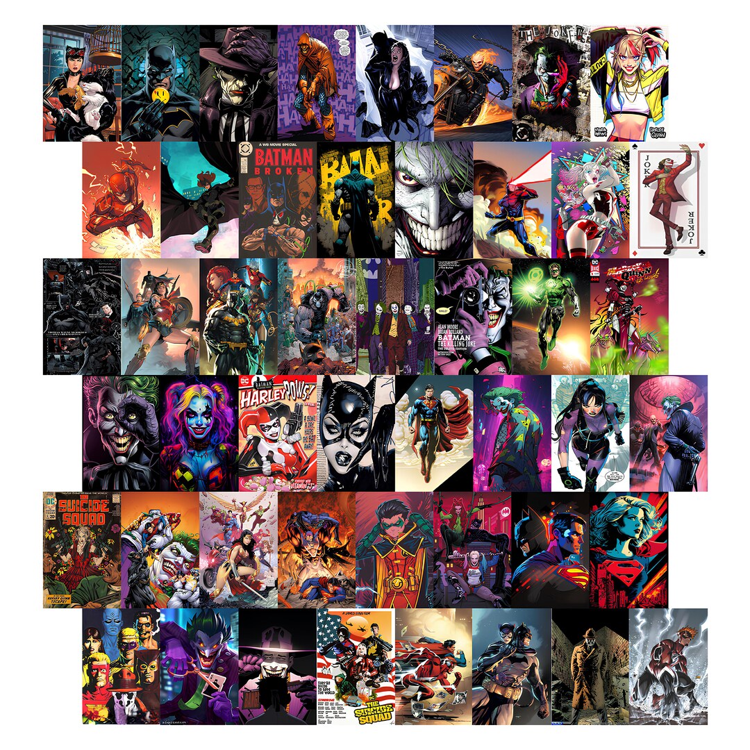 PRINTED 48 PCS DC Poster Wall Dc Posters Justice League Wall Collage ...