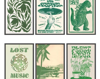 PRINTED 6 PCS Red Aesthetic Wall Poster Vintage Aesthetic Posters Red ...