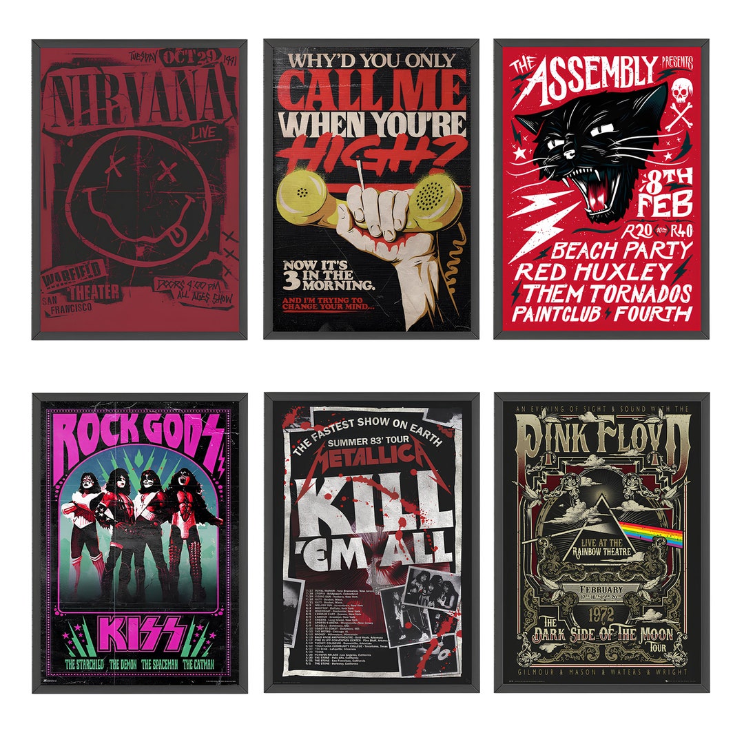 PRINTED 6 PCS Rock and Roll Aesthetic Wall Poster Vintage Aesthetic ...