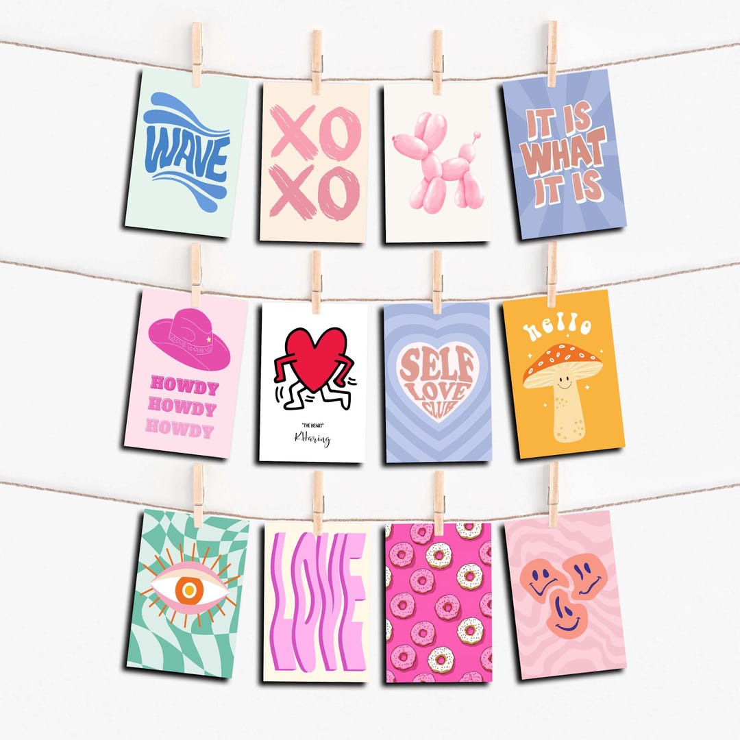 50 Preppy Minimalist Posters Collage 4x6 Inch Wall Art Set Modern ...