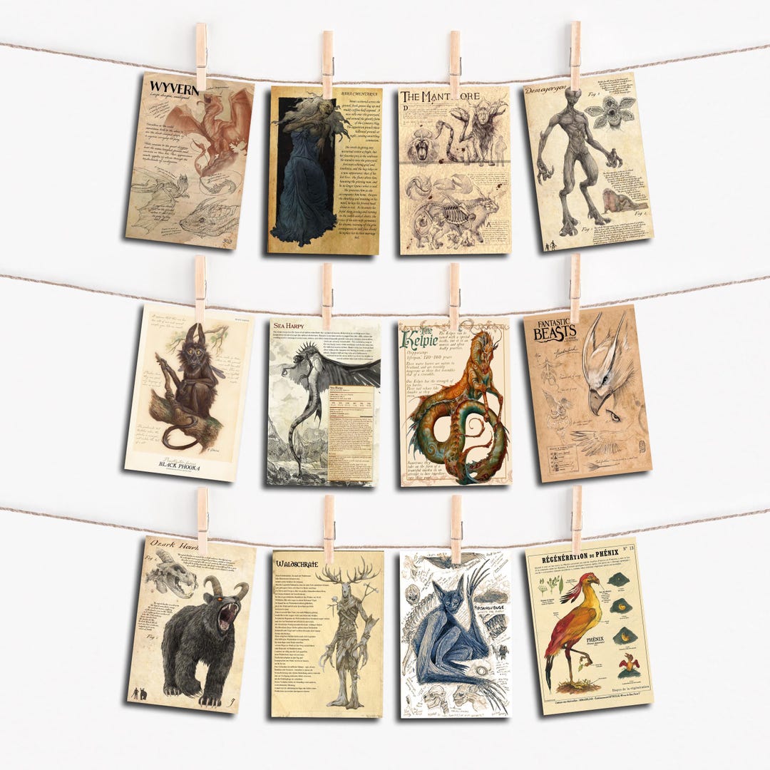 50 Mythical Creatures Posters Collage 4x6 Inch Wall Art Set Legendary ...