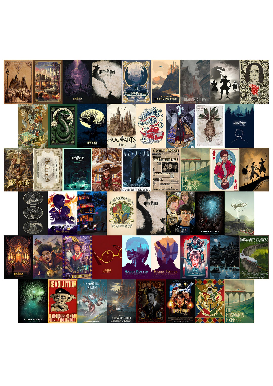 Harry Potter Collage Posters Vintage Harry Potter Art Prints Classic ...