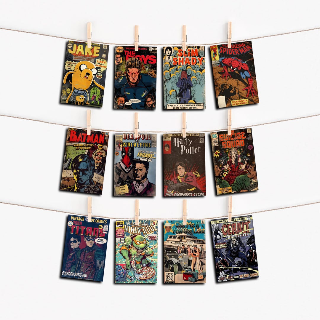 50 Comic Book Posters Collage 4x6 Inch Wall Art Set Superhero Room ...