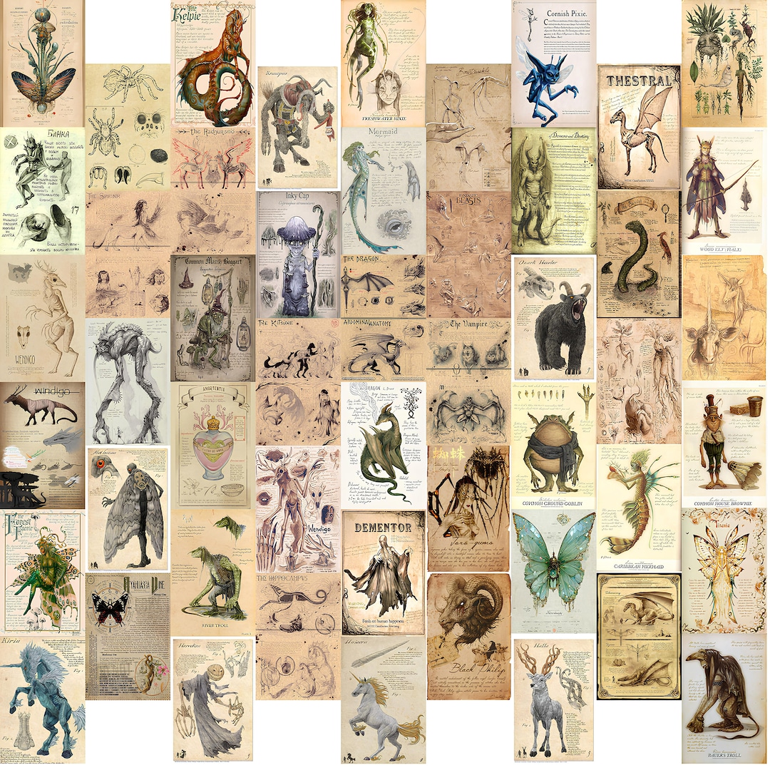 PRINTED 50 PCS Mythological Creatures Wall Mythological Creatures Wall ...
