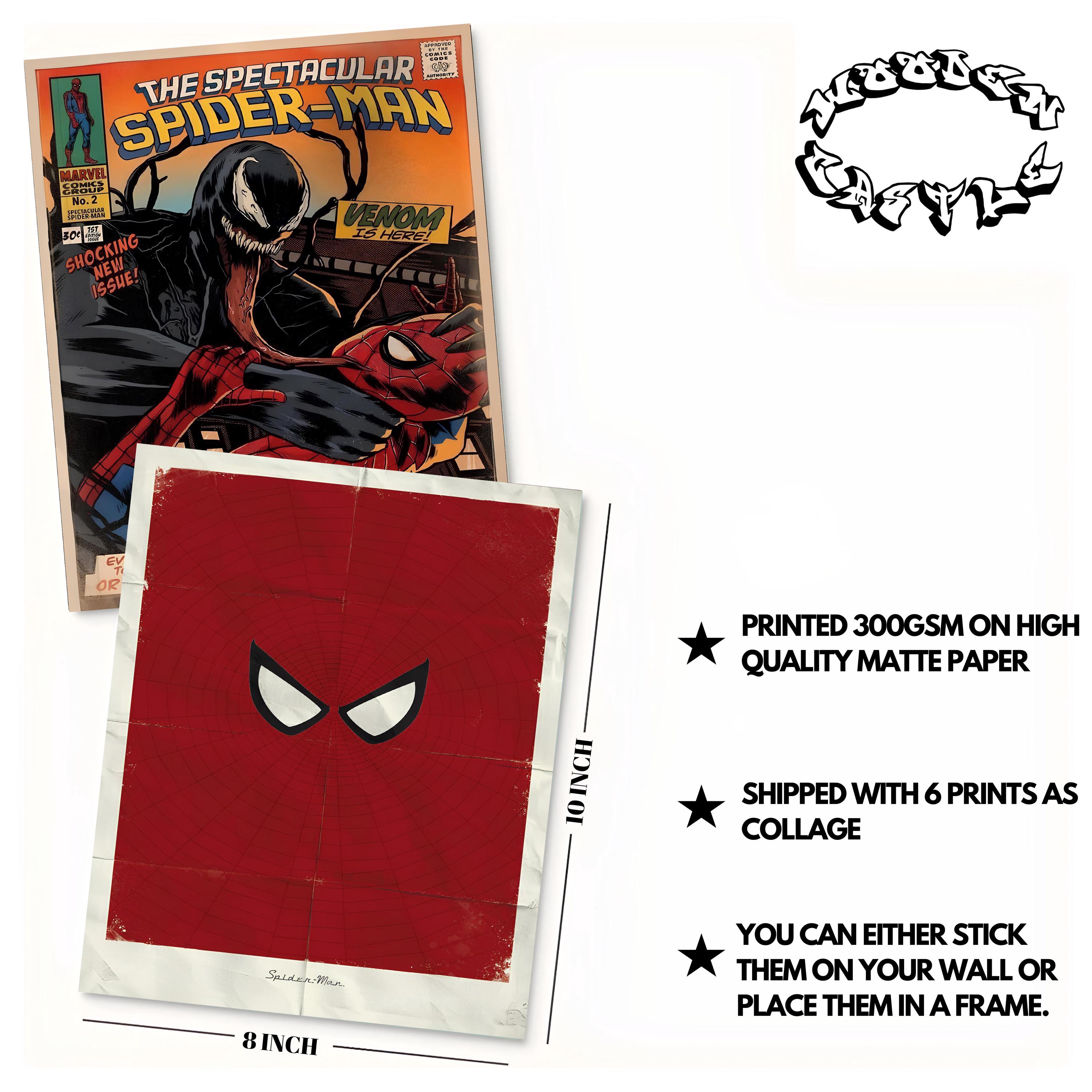 Spider-man Themed Poster Set 6 Unique 8x10 Prints Bold & Colorful Wall ...