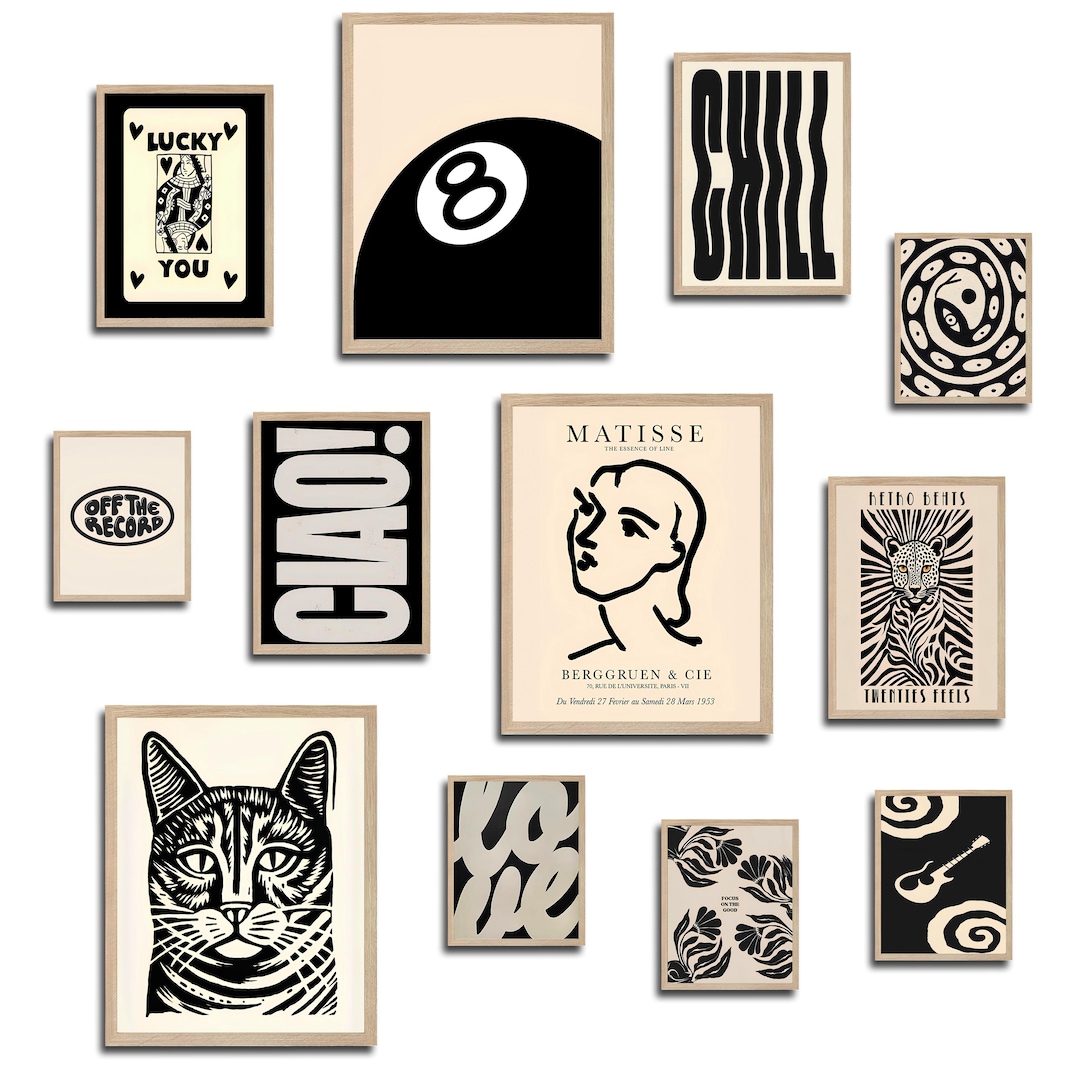 12 Aesthetic Posters Wall Art Set Featuring Trendy & Minimalist Designs ...