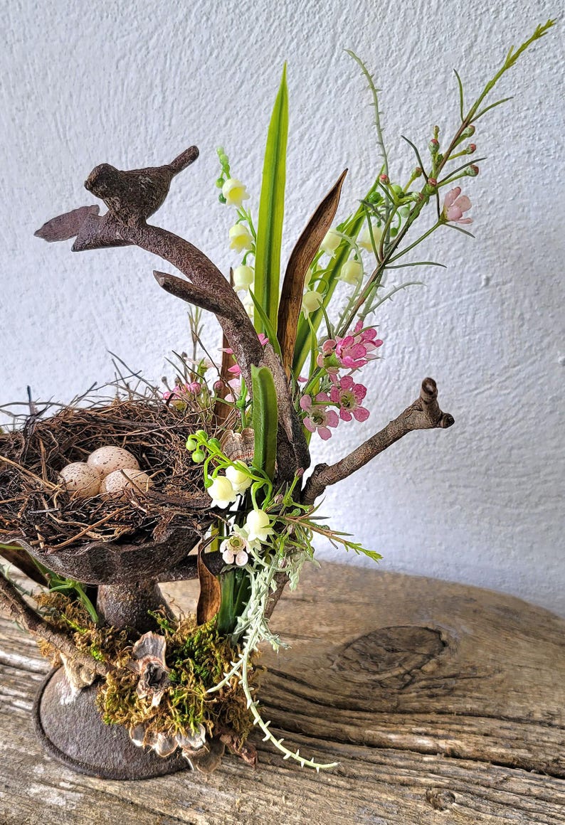 Bird Nest Arrangement, Natural Bird Nest With Eggs, Primitive Spring ...