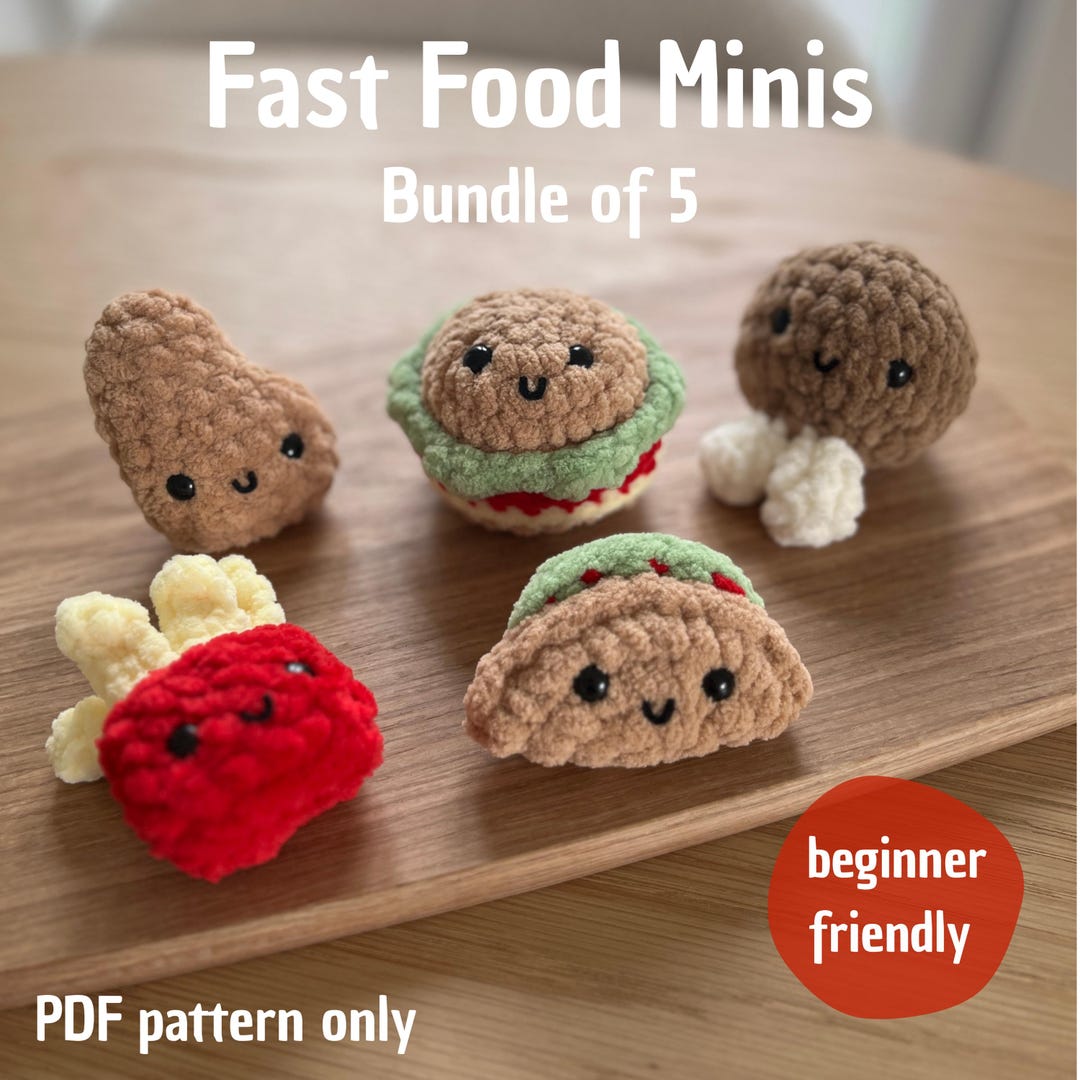 Mini Fast Food Bundle - 5 in 1 Crochet Pattern Amigurumi Plushie - No ...