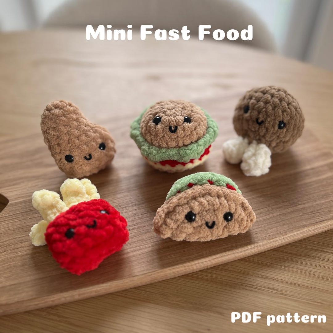Mini Fast Food Bundle - 5 in 1 Crochet Pattern Amigurumi Plushie - No ...