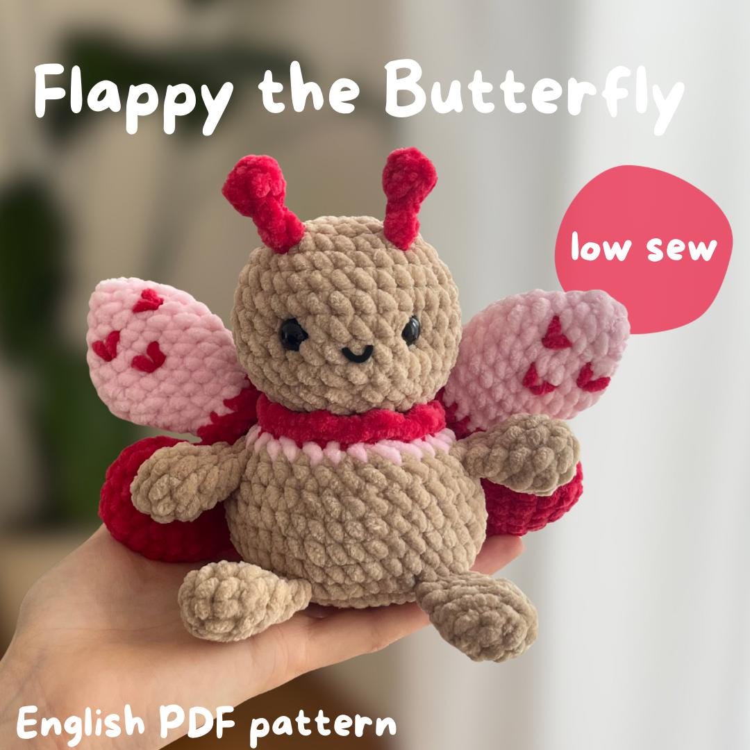 Flappy the Butterfly Crochet Pattern - Cute, Chubby, Sitting Butterfly ...
