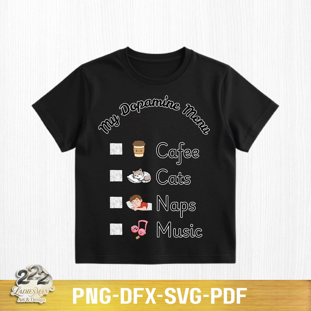 Dopamine Menu PNG: Coffee, Cats, Naps, Music Checklist (digital ...