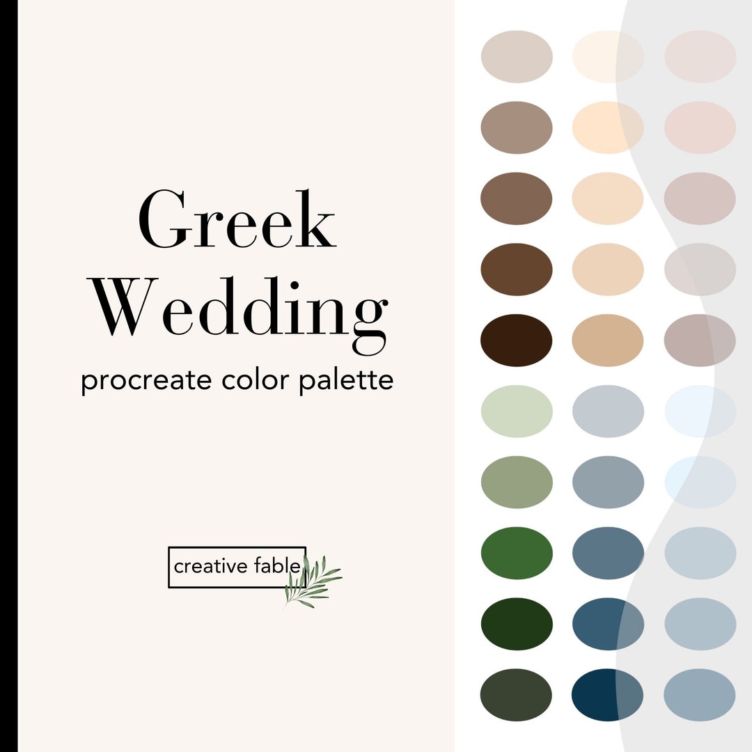 Greek Wedding Procreate Color Palette, Color Swatches, Procreate ...