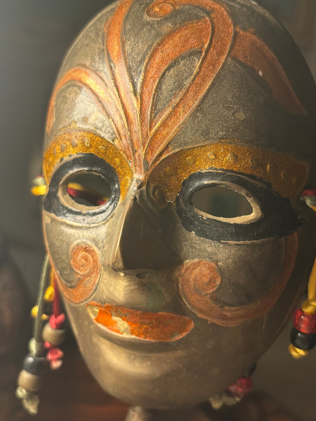 Vintage Painted Metal Face Mask Collectible | Painted Metal Art ...