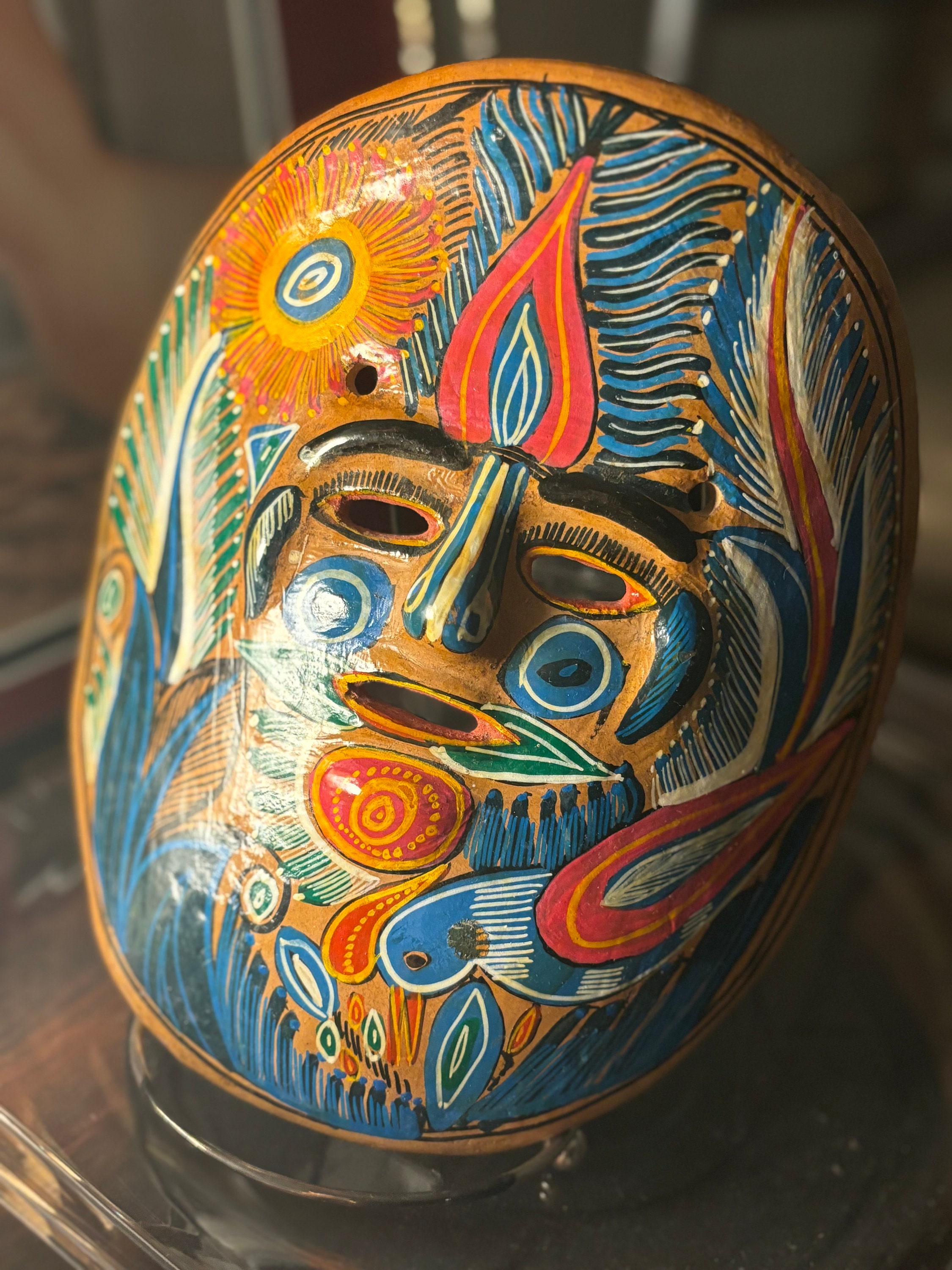 Hand Painted Mexican Terracotta Face Mask | Indigenous Folklore | Art ...
