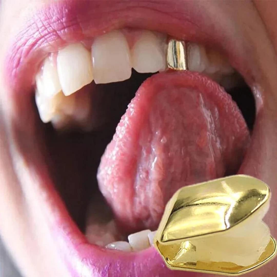 24k Gold Single Tooth Cap Grillz, Rapper Hip Hop Grillz, Gold Teeth Caps, Hip Hop Jewelry, Punk ...