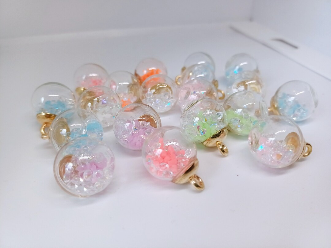 Tiny Glass Craft Accessories Mini Glitter Baubles Add These Charms to ...