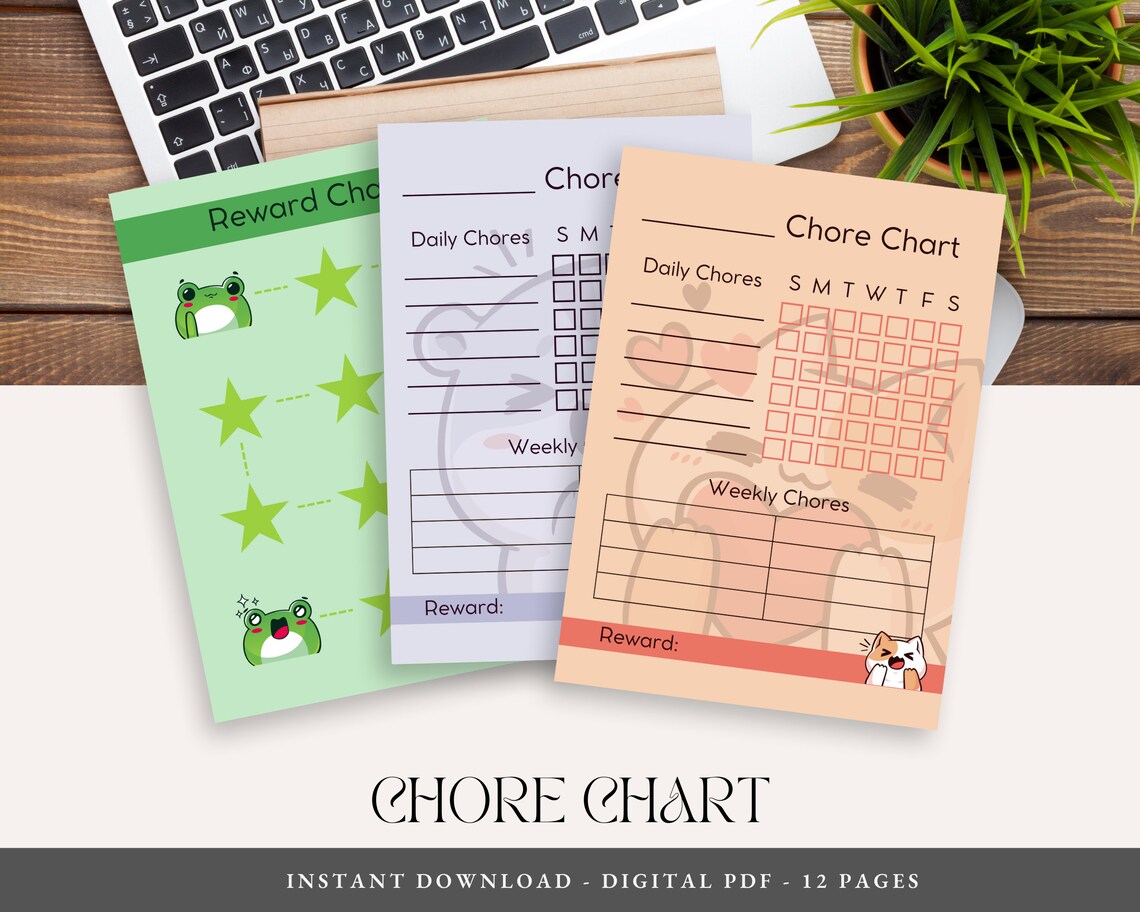 Printable Chore Chart for Kids, Daily Chores Tracker, Kids Behavior ...