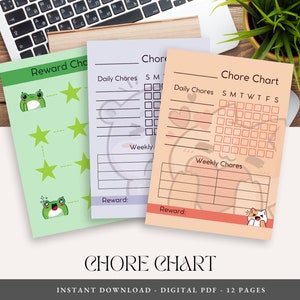 Printable Chore Chart for Kids, Daily Chores Tracker, Kids Behavior ...