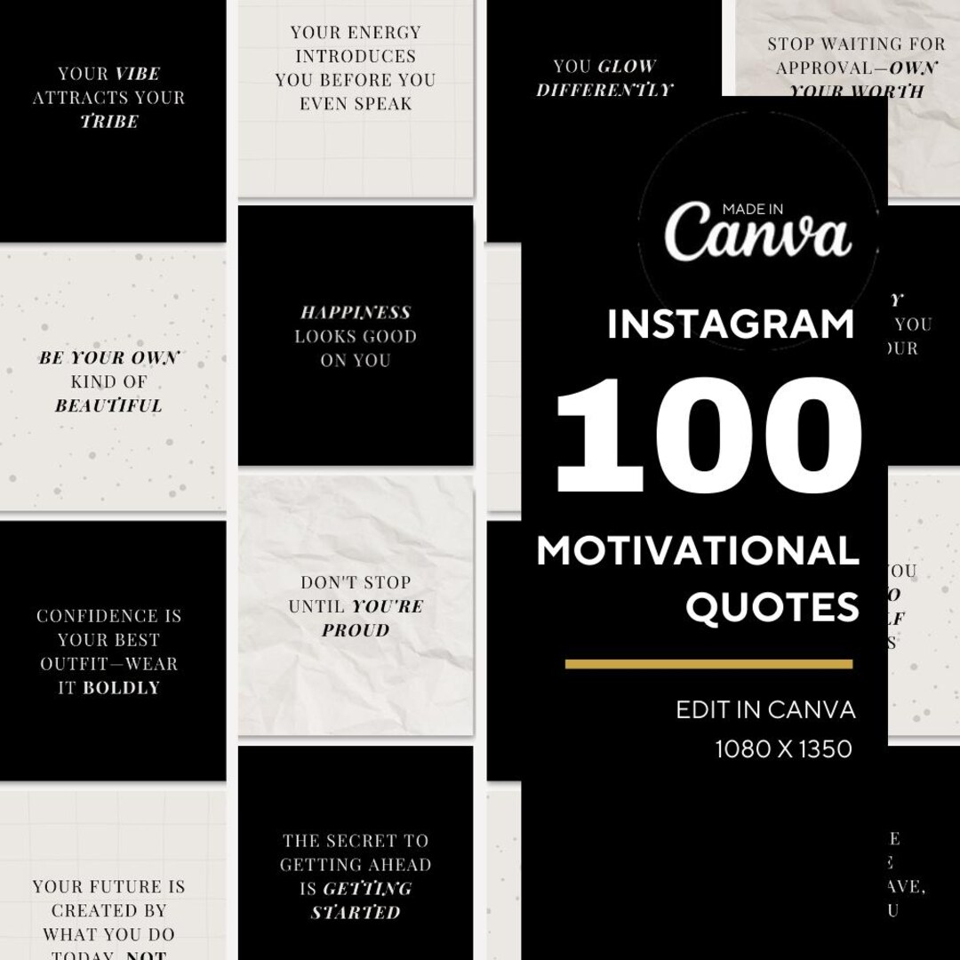 100 Instagram Motivational Quotes | Minimalist Canva Templates (digital ...
