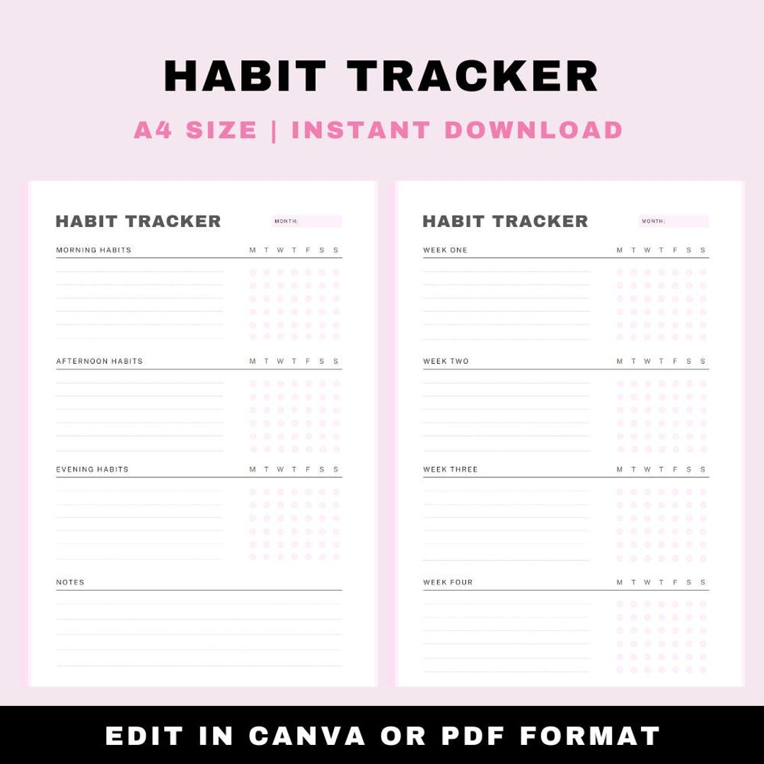 Monthly Habit Tracker Printable | Habit Tracker Template | Routine ...