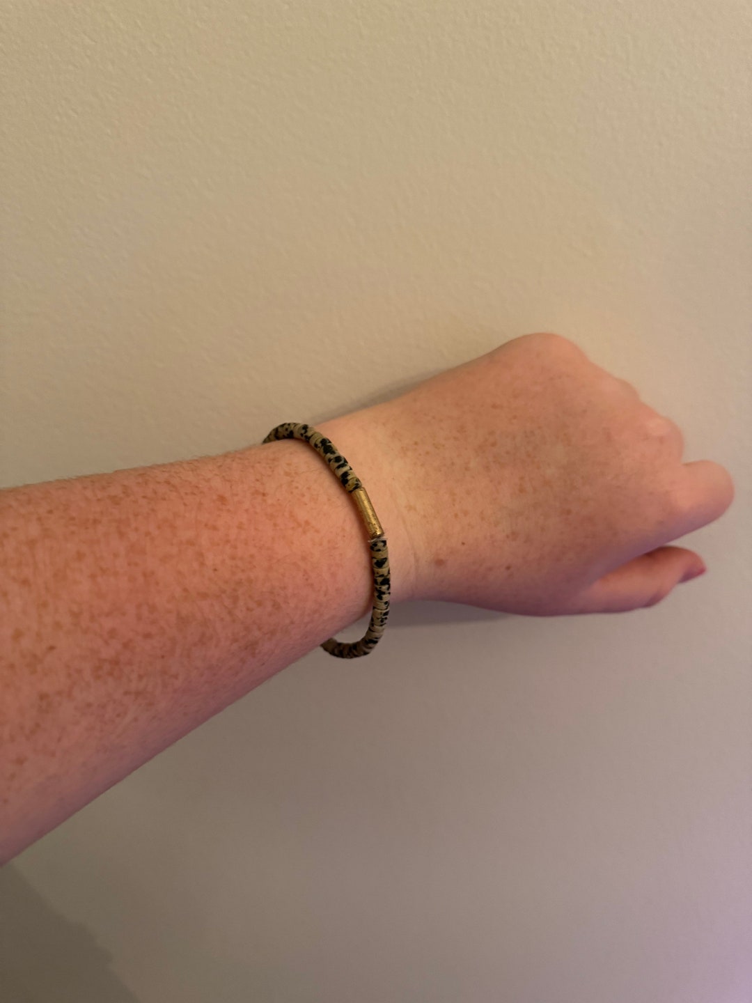 Cheetah Print Bracelet With Gold Charm, Stretchy Bracelet - Etsy