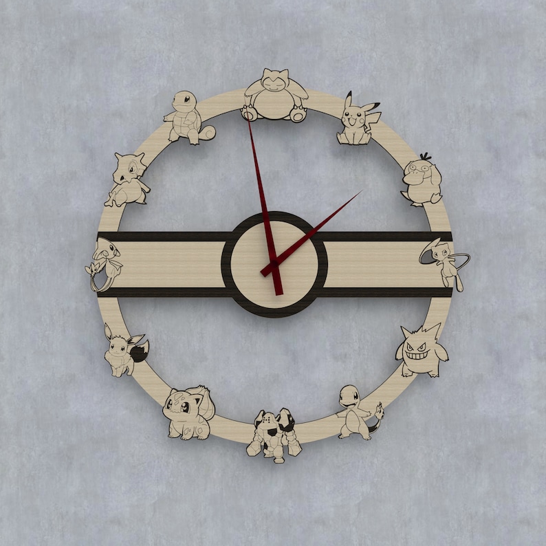 Pokemon Clock | Pokemon Calendar | Pokemon Wall Clock | Laser Cut ...
