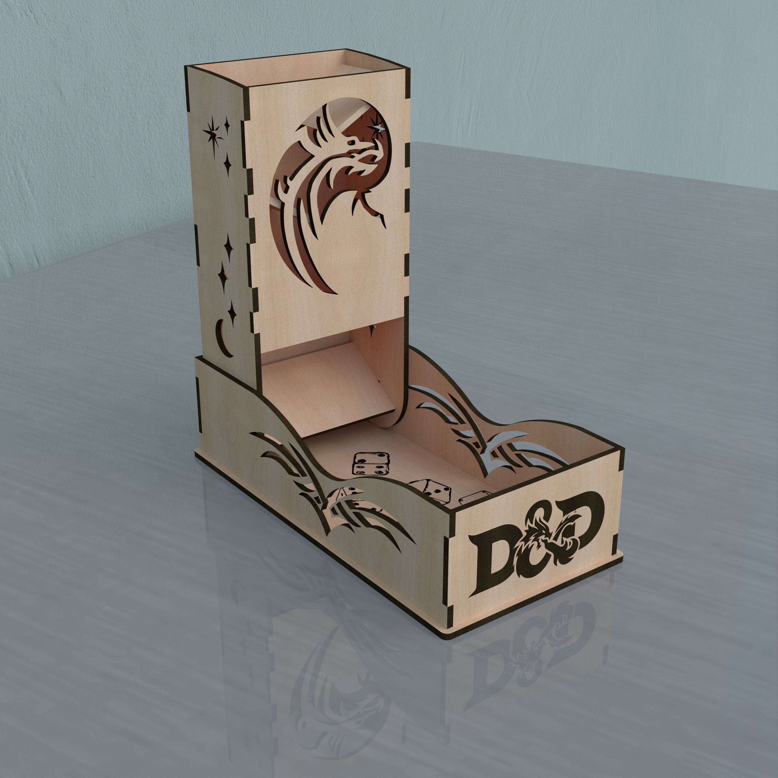 Dnd Dice Tower | Foldable Dice Tower | Portable Dice Tower | Dungeons & Dragons | DIY Laser Cut ...