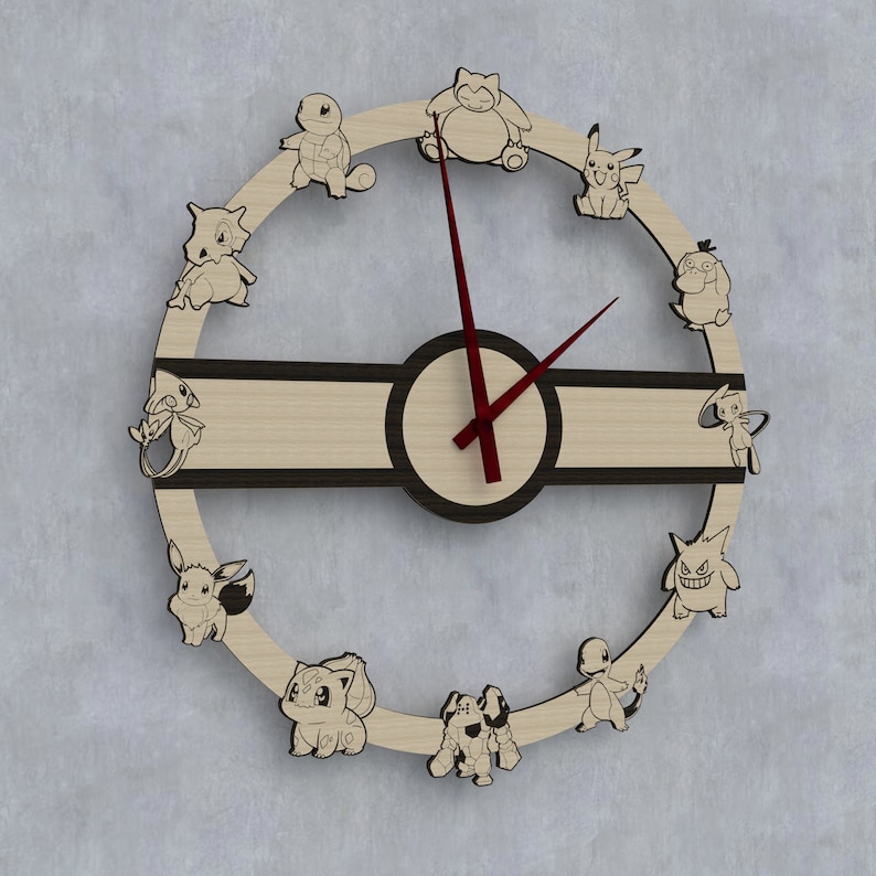 Pokemon Clock | Pokemon Calendar | Pokemon Wall Clock | Laser Cut ...