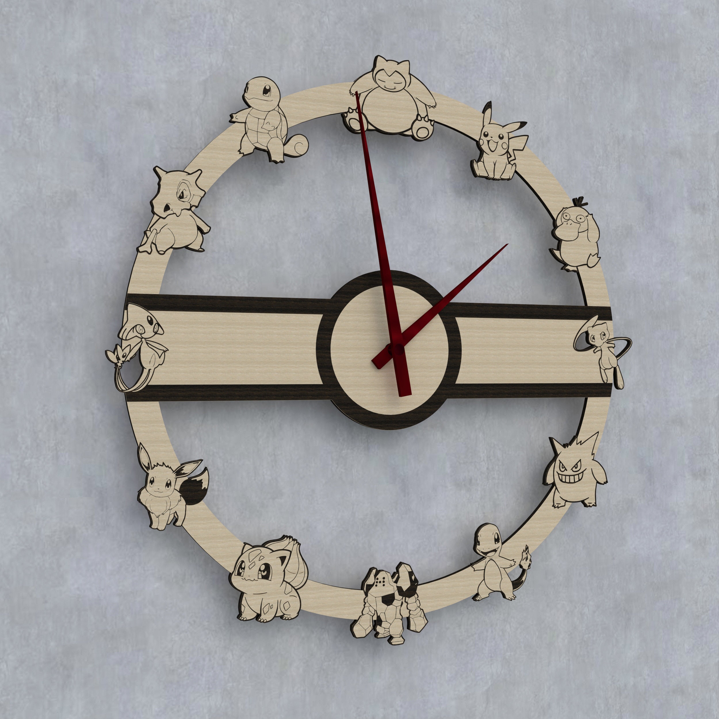 Pokemon Clock | Pokemon Calendar | Pokemon Wall Clock | Laser Cut ...
