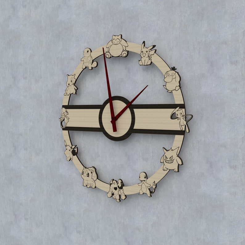 Pokemon Clock | Pokemon Calendar | Pokemon Wall Clock | Laser Cut ...