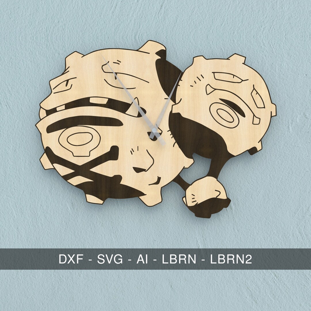 Weezing Clock | Pokemon Clock | Koffing Wall Clock | Laser Cut Digital ...