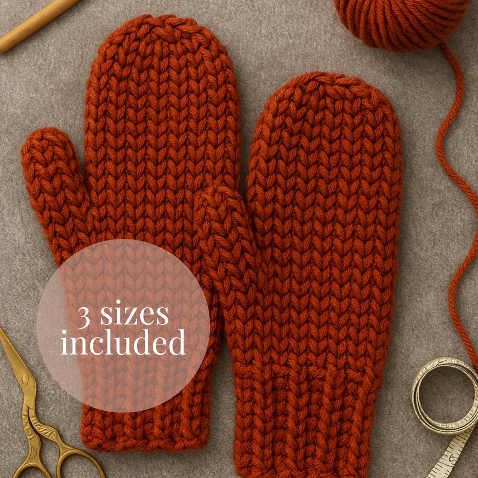 Crochet Mittens Pattern PDF, Modern Winter Gift for 3 Adult Sizes ...