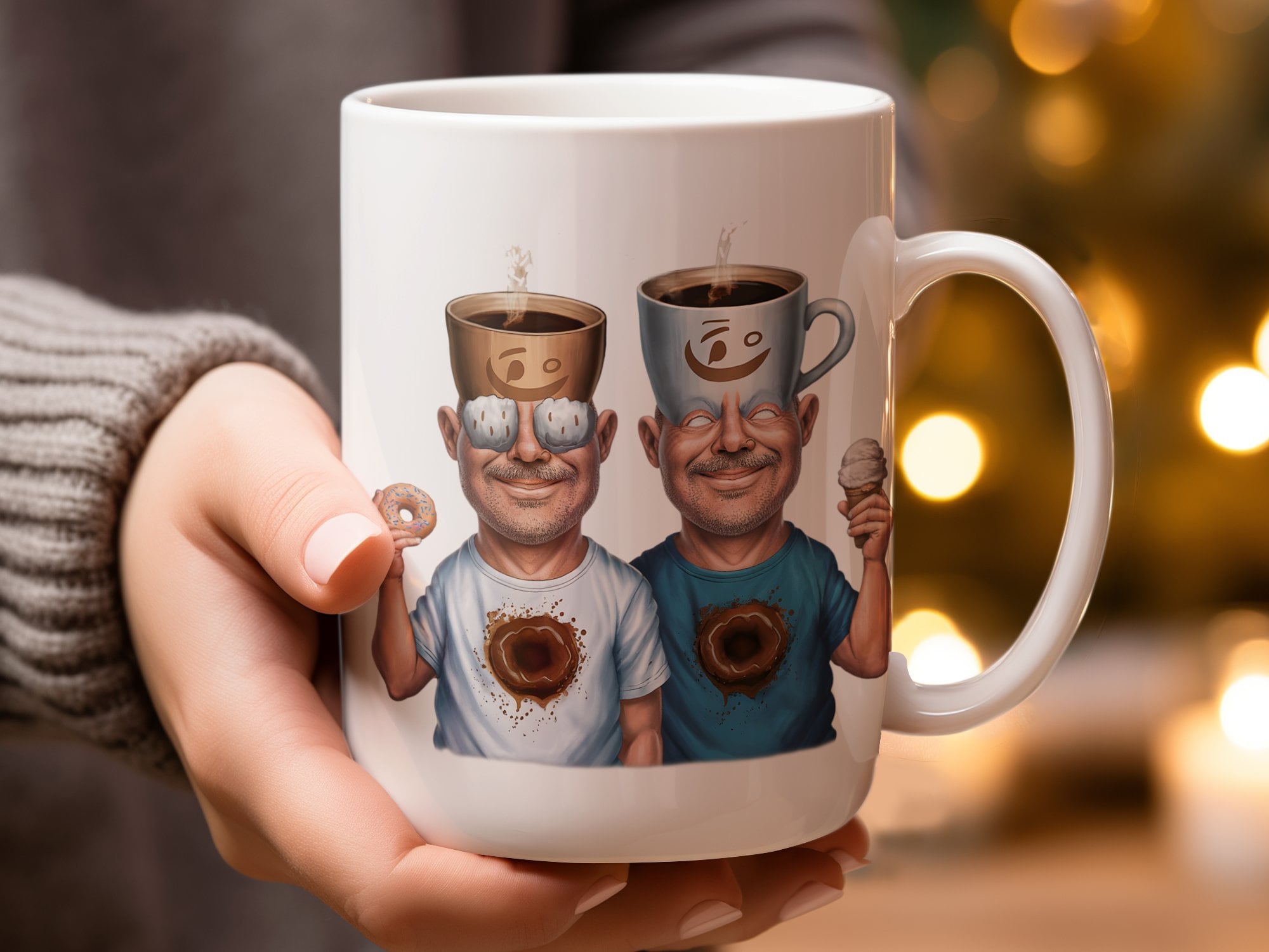 Unique Coffee Mug Design, Two Men With Winking Face Mugs, Humorous Gift ...