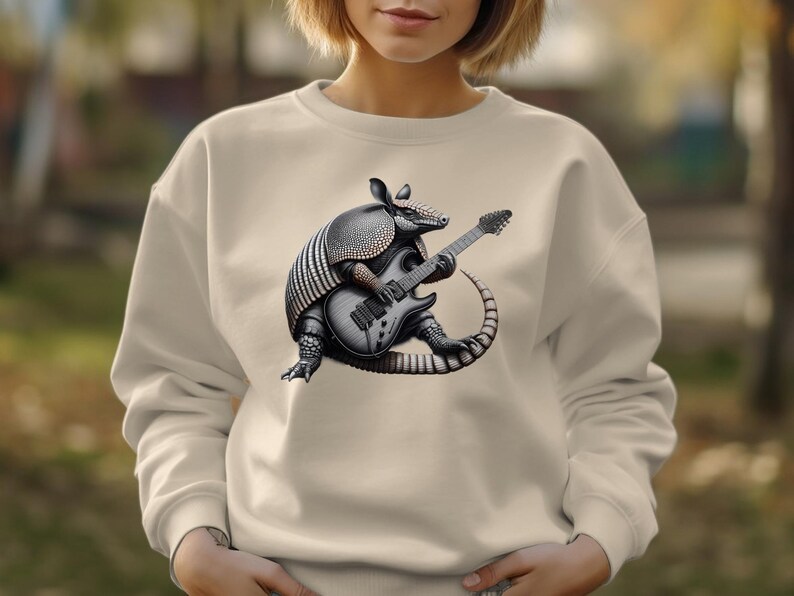 Unique Armadillo Playing Electric Guitar T-shirt, Music Lover Gift ...